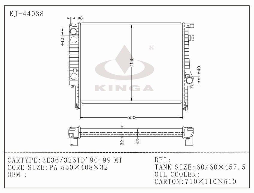 BMW 3 Series (E36, 325td) Radiator KJ-44038 | Kinga Radiators NZ ...